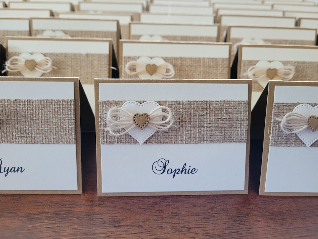 Rustic Hessian Wedding Place Card - Etsy
