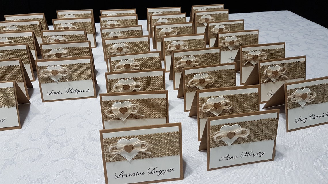 Rustic Hessian Wedding Place Card - Etsy
