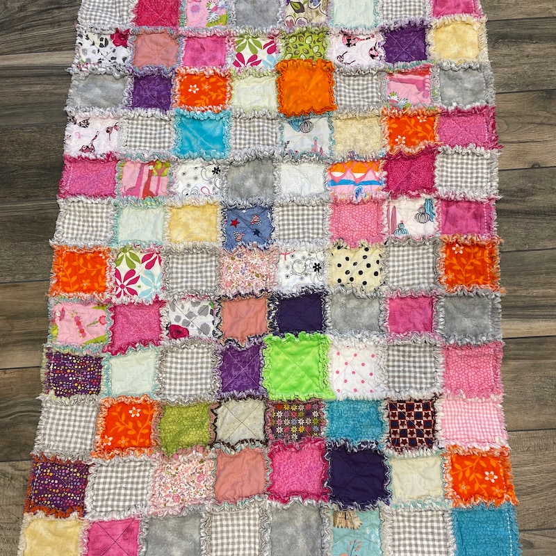 Pink Grey Rag Quilt - Etsy