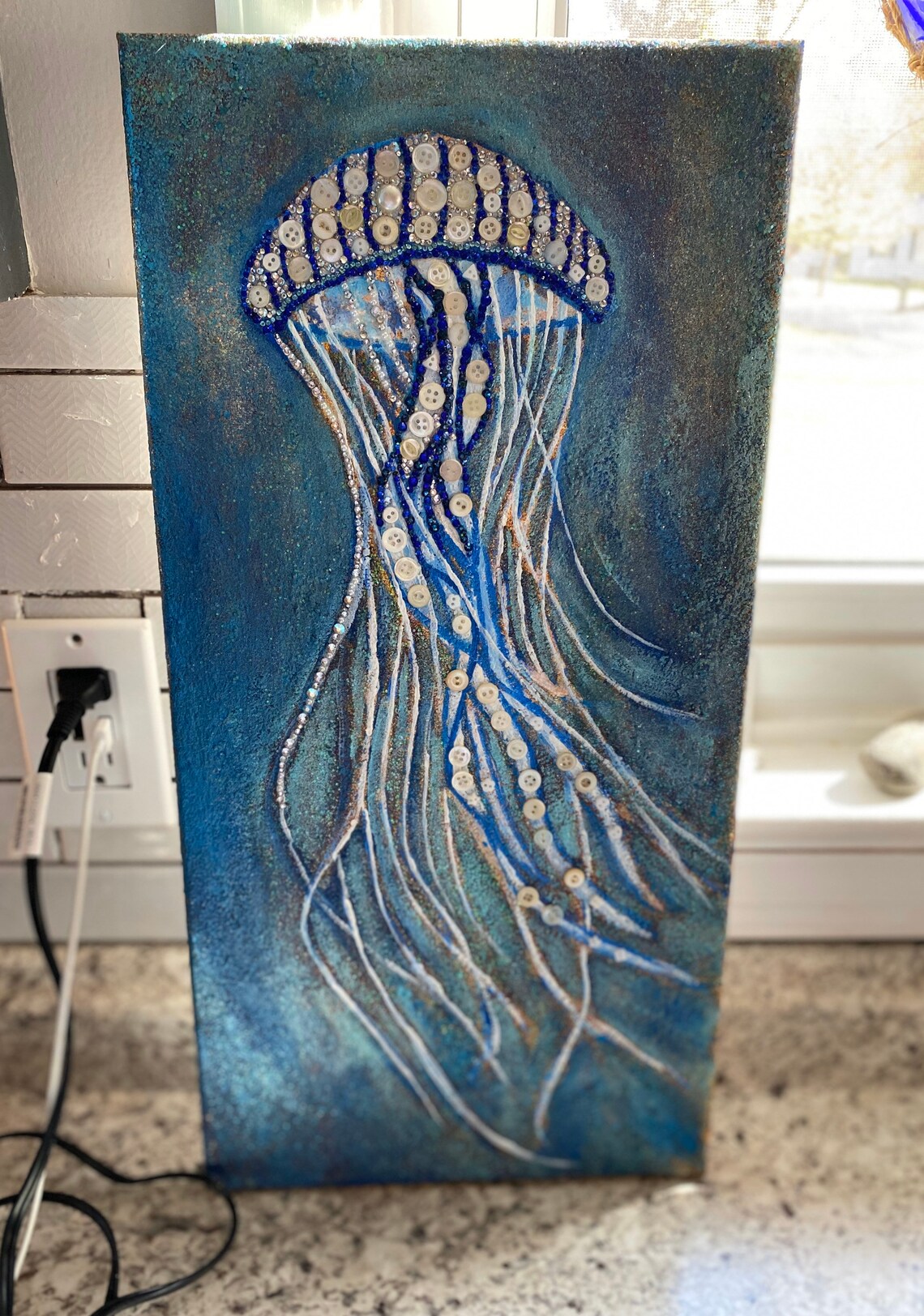 Example Blue Jellyfish Buttons and Rhinestones - Etsy