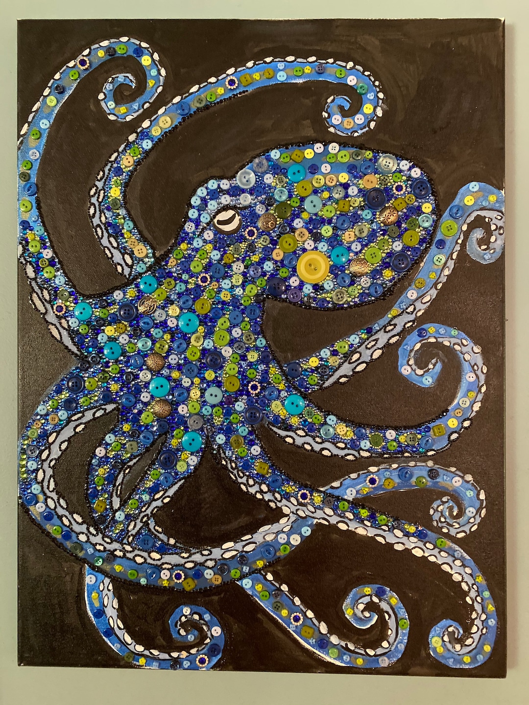 Examplebutton Rhinestone Art 16x20 Inches on Stretched Canvas. - Etsy