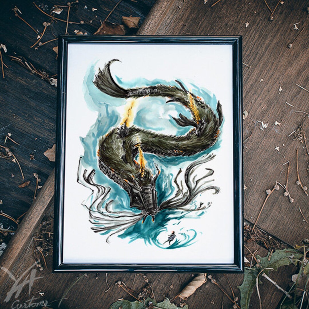 Shadow of the Colossus Inked Prints-hydrus, Sotc Art, Video Game Decor ...
