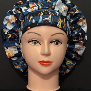 NATIVITY Christmas Scrub Cap Womens Surgical Scrub Hat Bouffant Hairnet ...