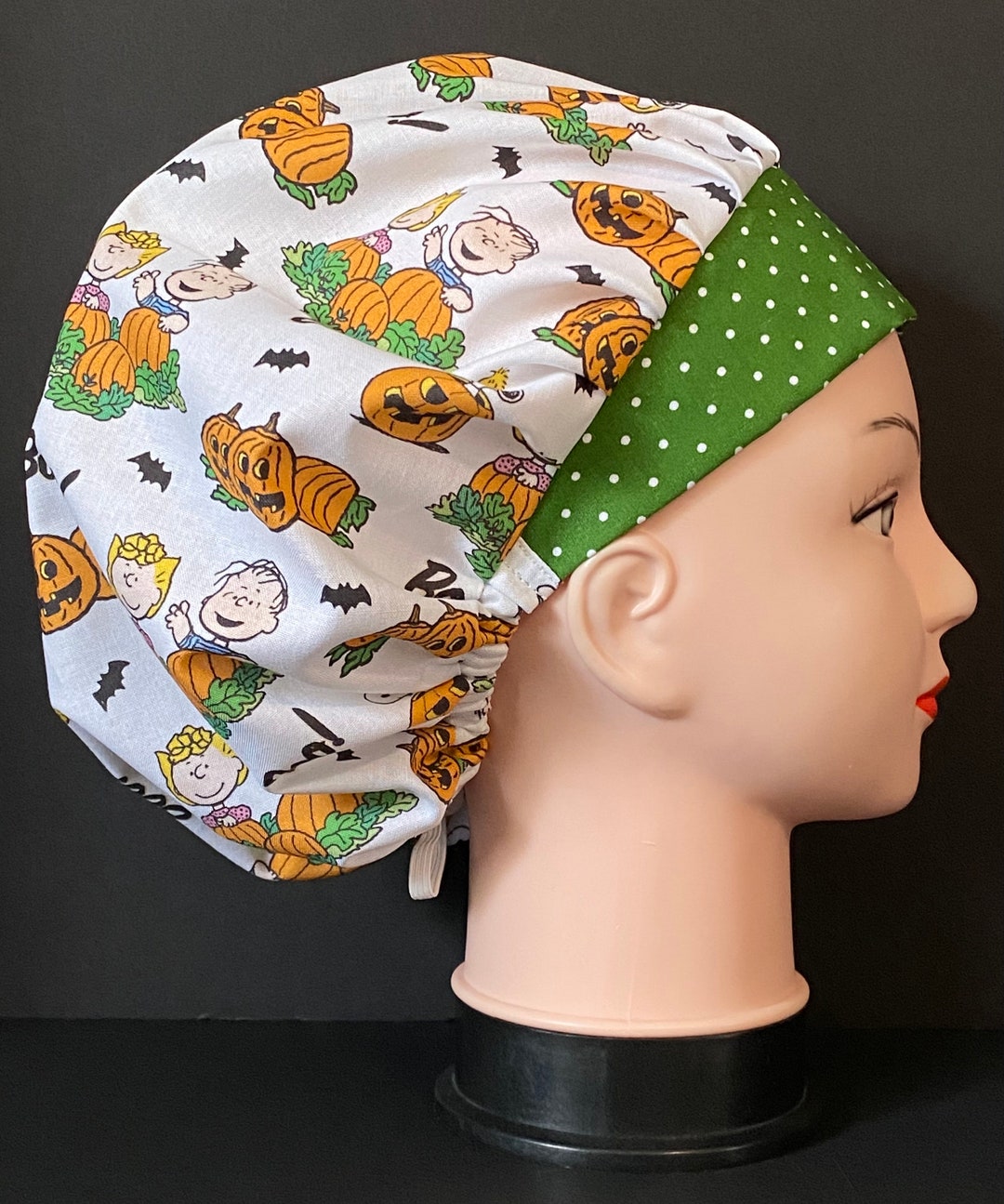 SNOOPY PEANUTS HALLOWEEN Women's Surgical Scrub Hat Bouffant Fits ...