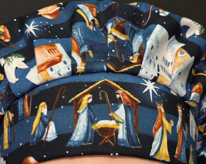 NATIVITY • Christmas Scrub Cap • Womens Surgical Scrub Hat • Bouffant ...