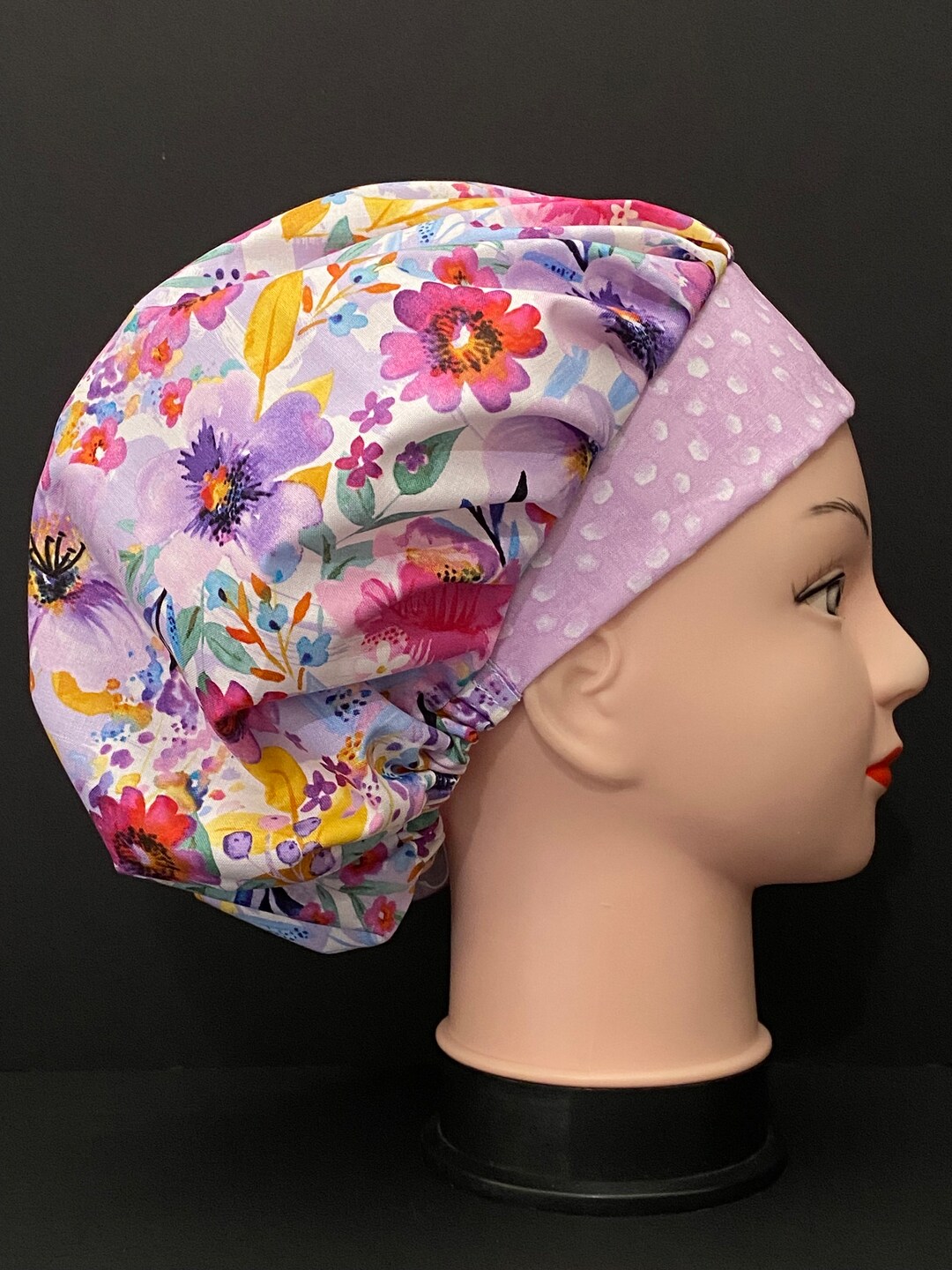 PURPLE WATERCOLOR FLORAL Bouffant Scrub Cap - Women Surgical Scrub Hat ...