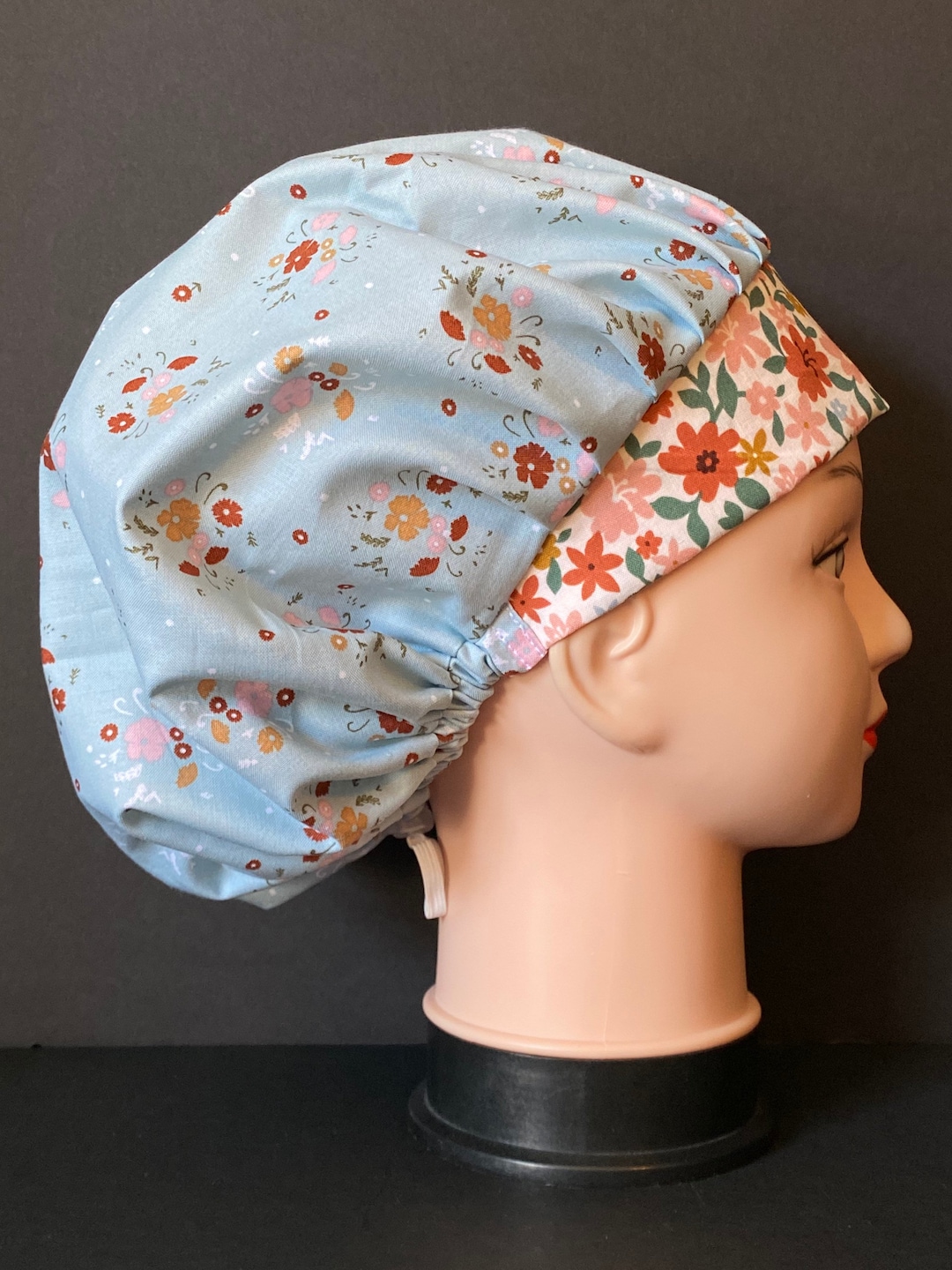 BLUE BLUSH FLORAL Bouffant Scrub Cap - Womens Surgical Scrub Hat ...