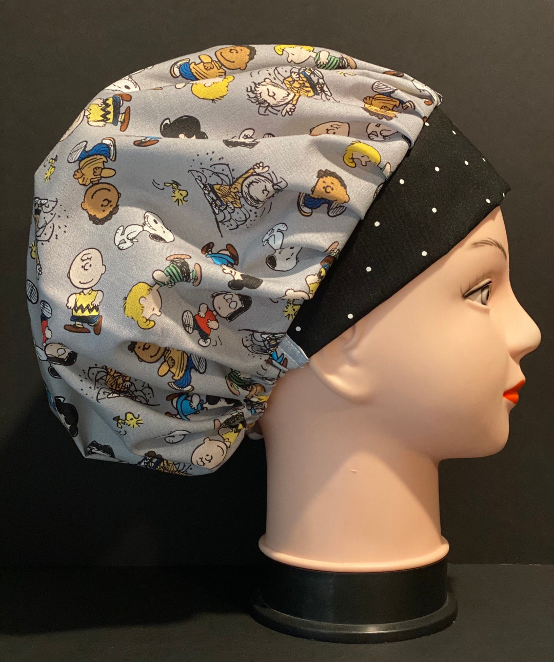 PEANUTS SNOOPY Surgical Womens Scrub Hat Bouffant Fits Ponytail, Chemo ...