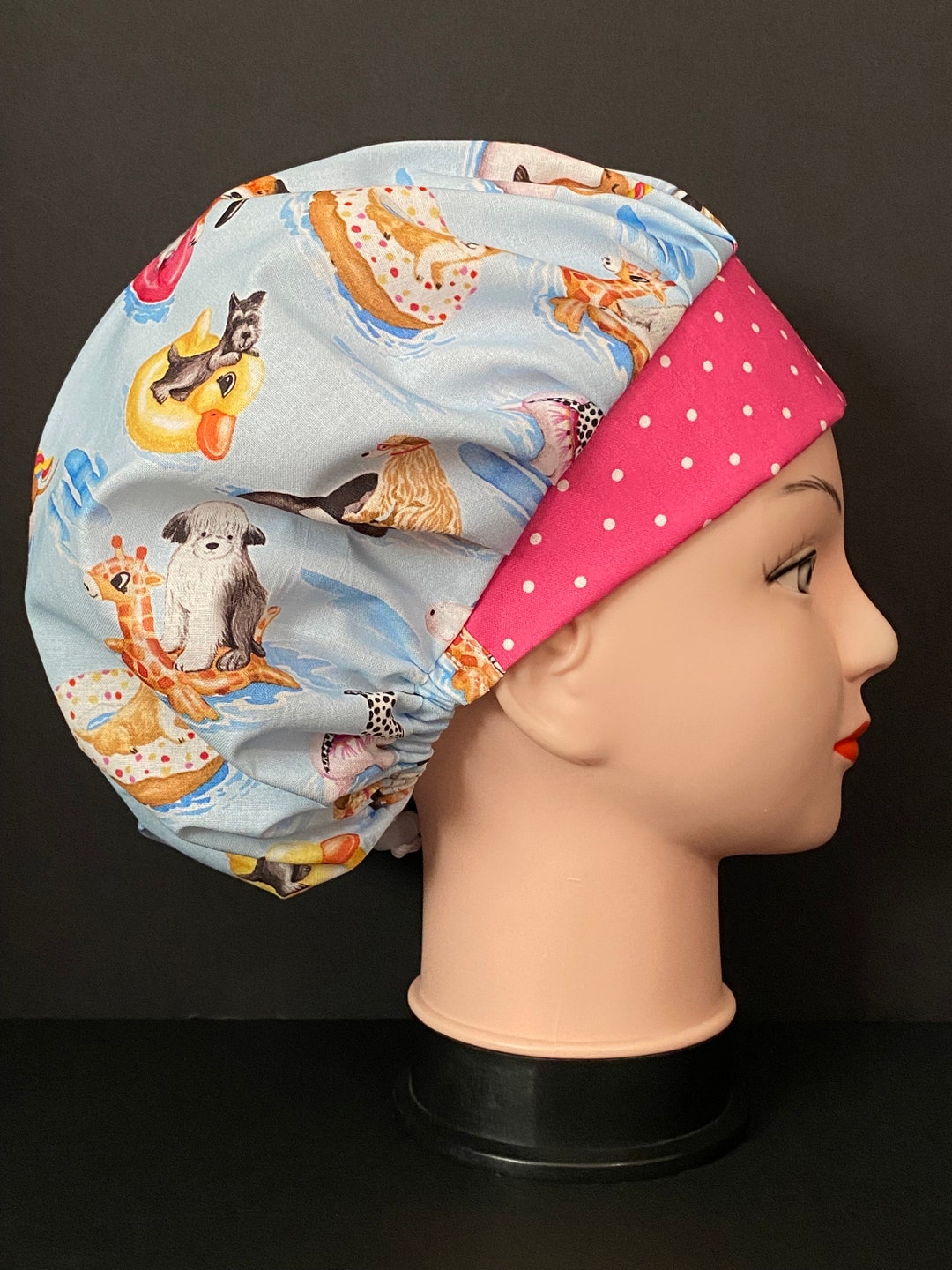 POOL PUPS Bouffant Scrub Cap for Women Surgical Scrub Hat, Chemo Cap - Etsy