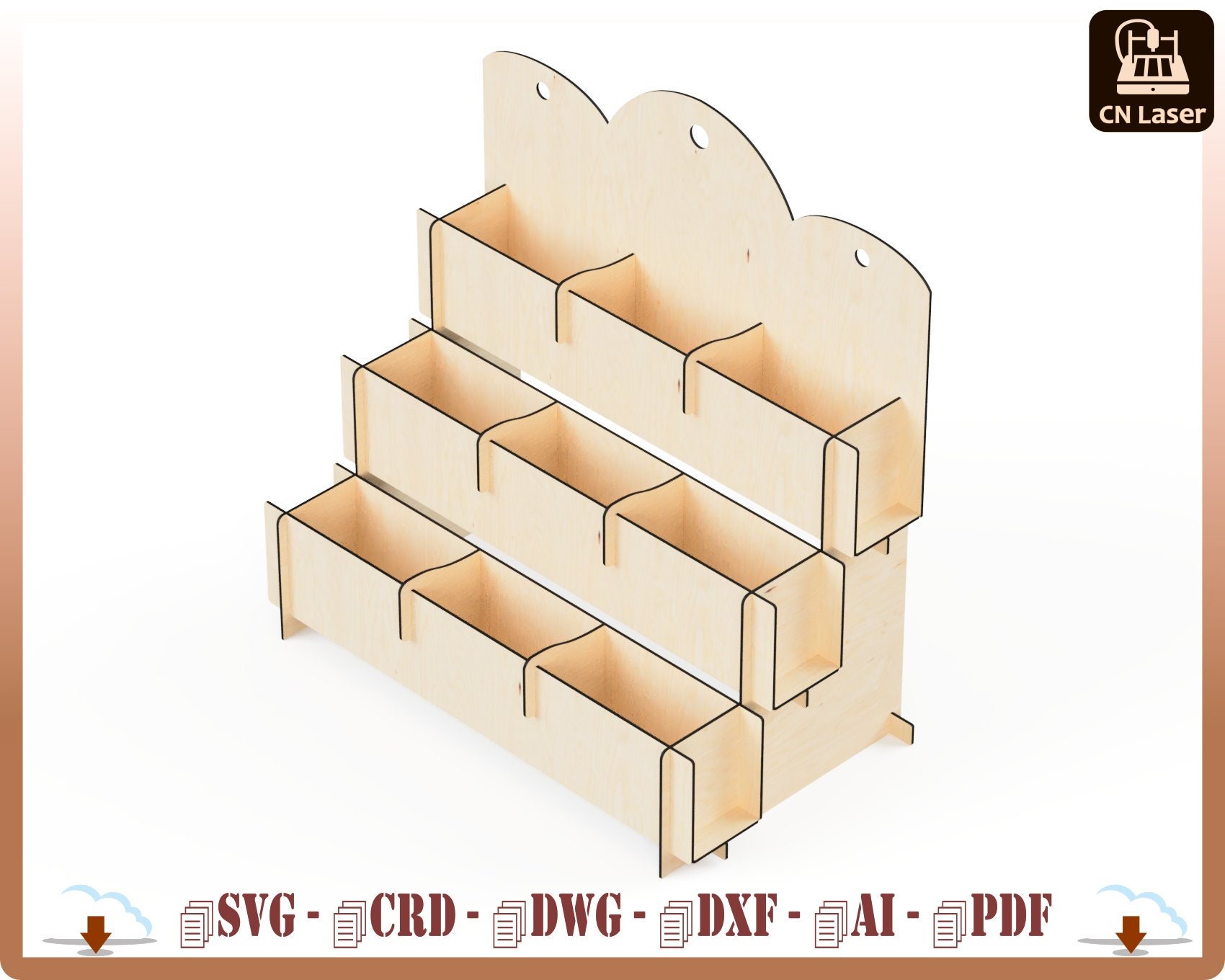 Tiered Stand With Compartments for Laser Cutting / Storage and Support ...