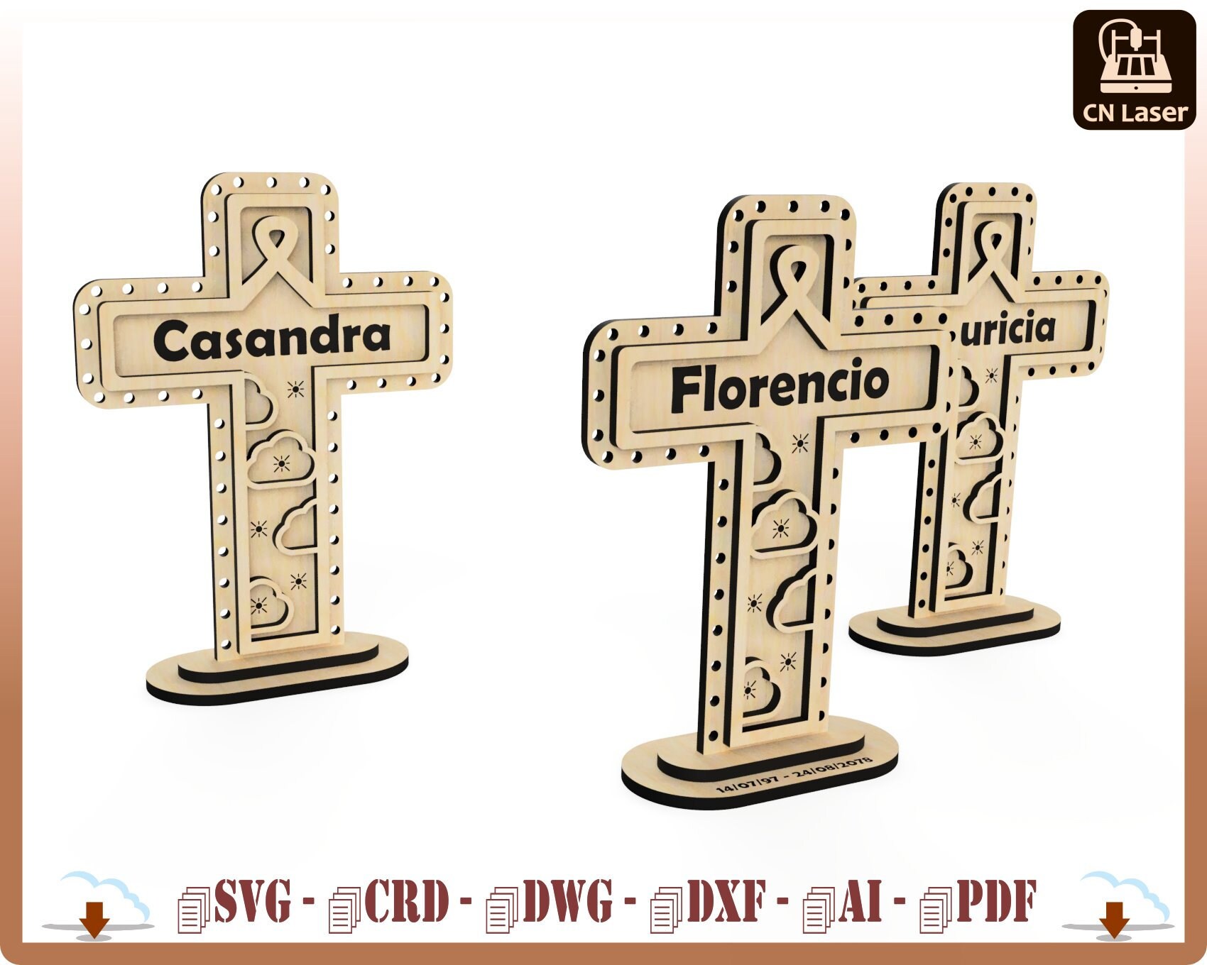 Laser Cut Crosses: Memorial Designs, Glowforge Vectors (digital File ...