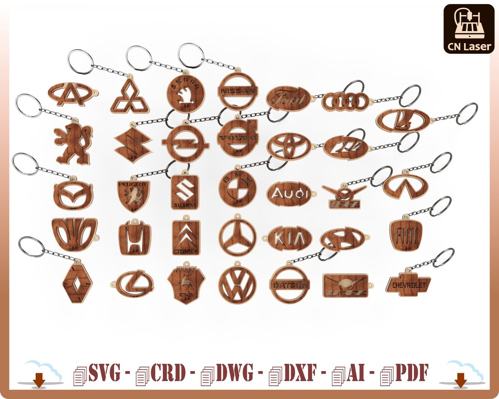 Laser Cut Files Keychains Car Glowforge, Auto Keychain Svg Glowforge ...