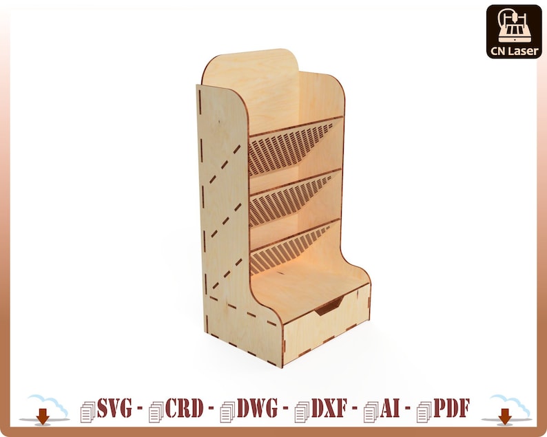 Laser Cut Mail Organizer SVG: Document Holder Shelf Template (digital ...