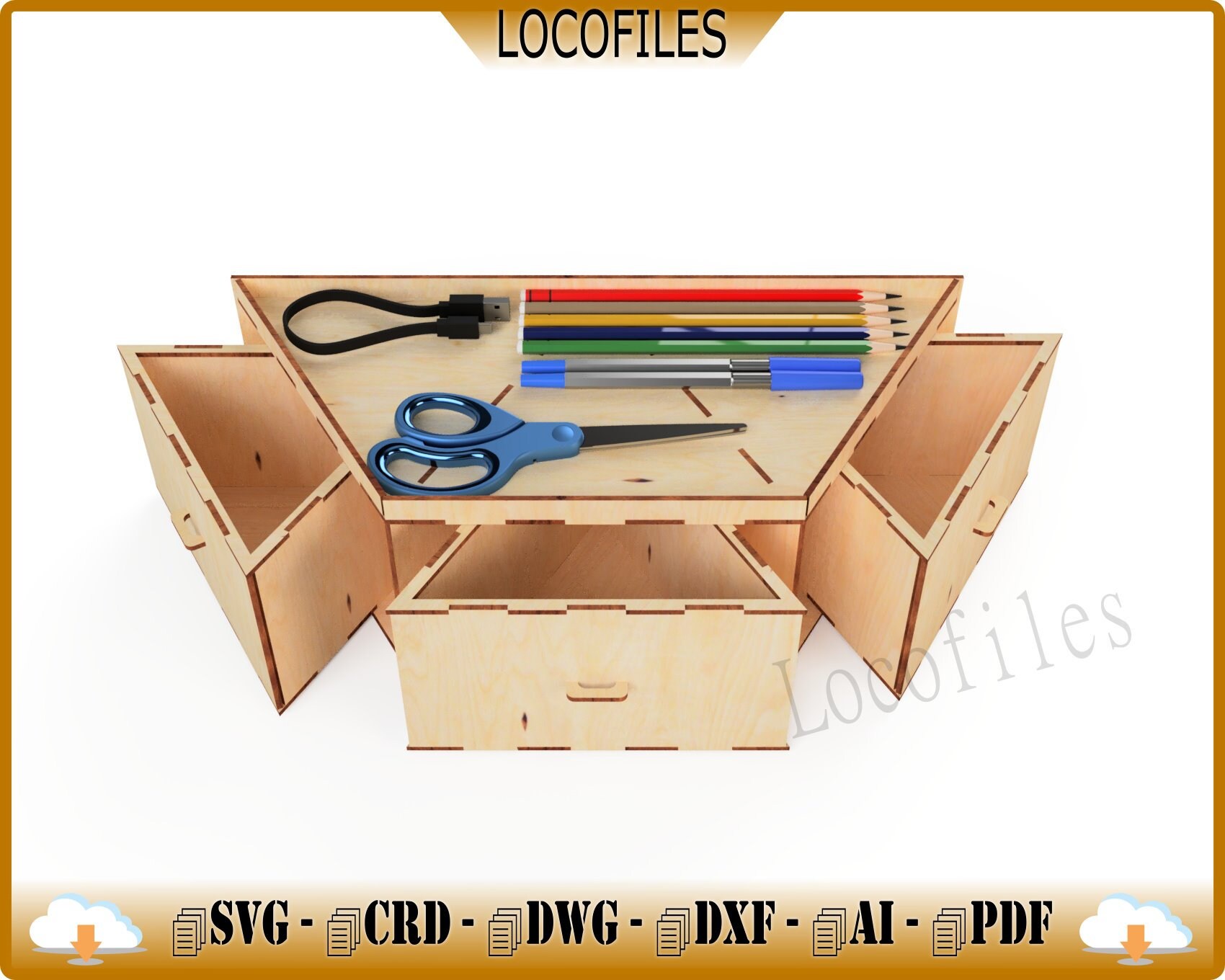 Triangle Desk Organizer for Cnc Cutting Triangle Box / - Etsy