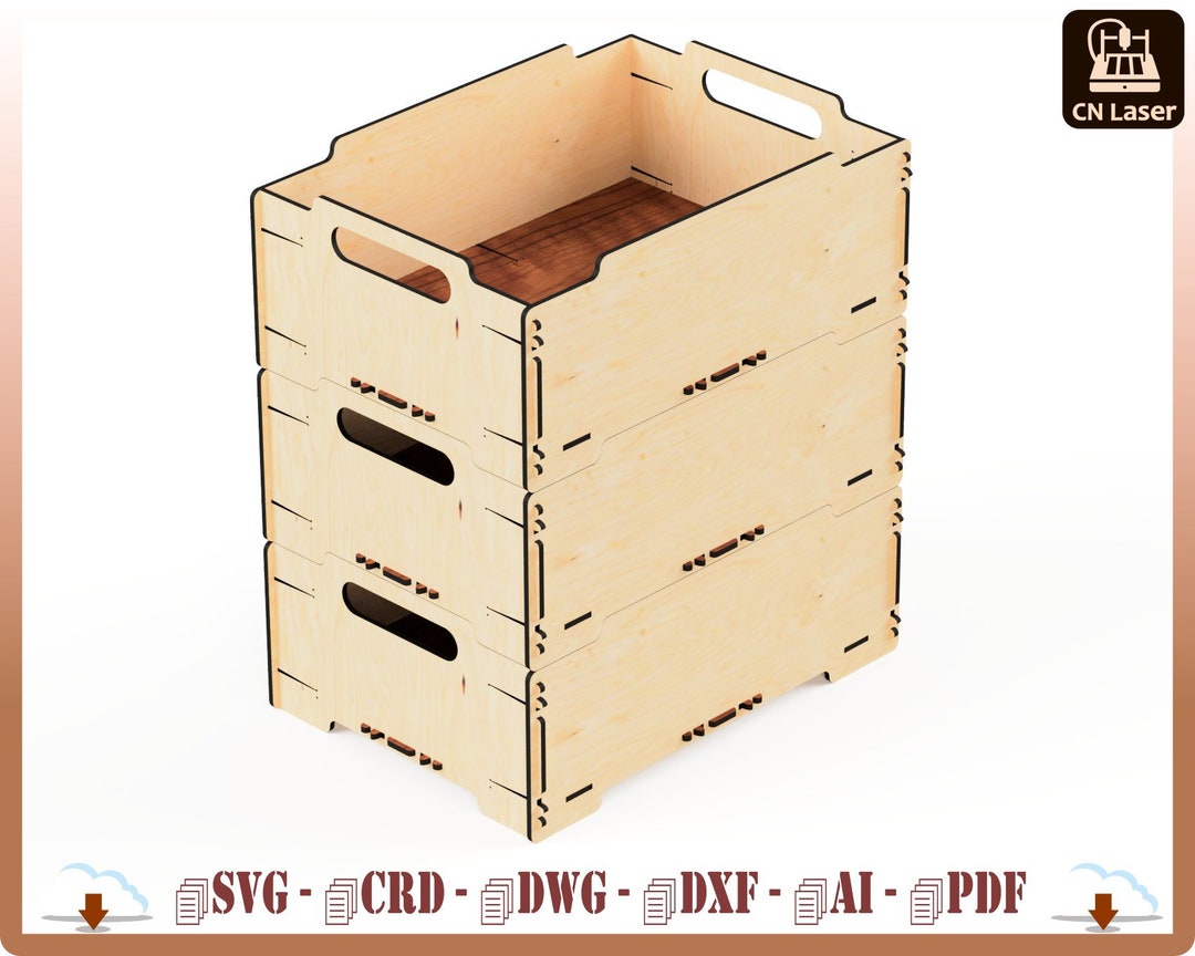 Stackable Wooden Box Laser Cut Files Cnc Storage Box Digital Download