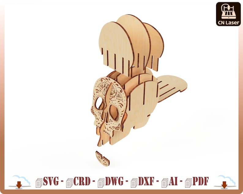 Laser Cut Skull Pen Holder, Skull Head Desk Storage/ Halloween Gift Svg ...