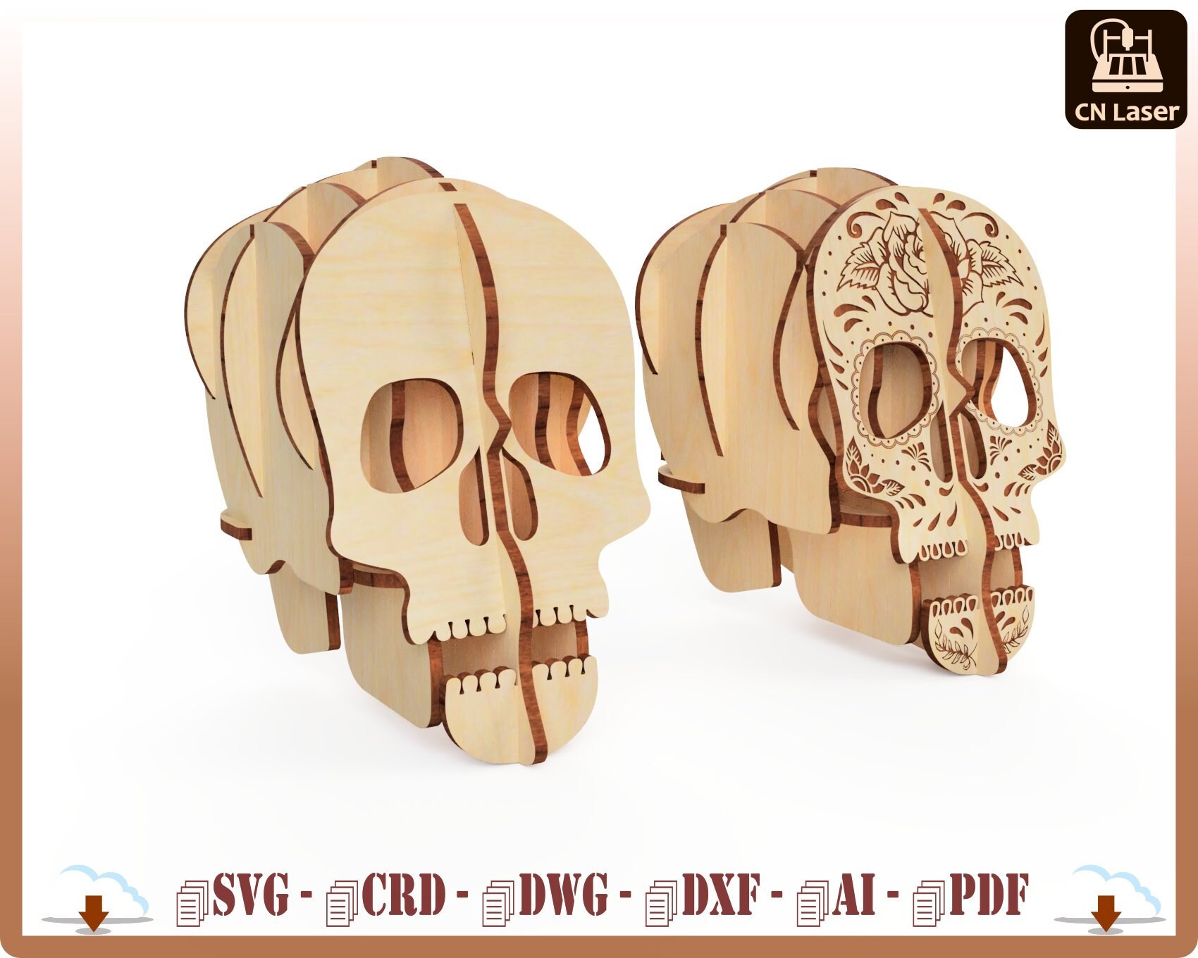 Laser Cut Skull Pen Holder, Skull Head Desk Storage/ Halloween Gift Svg ...