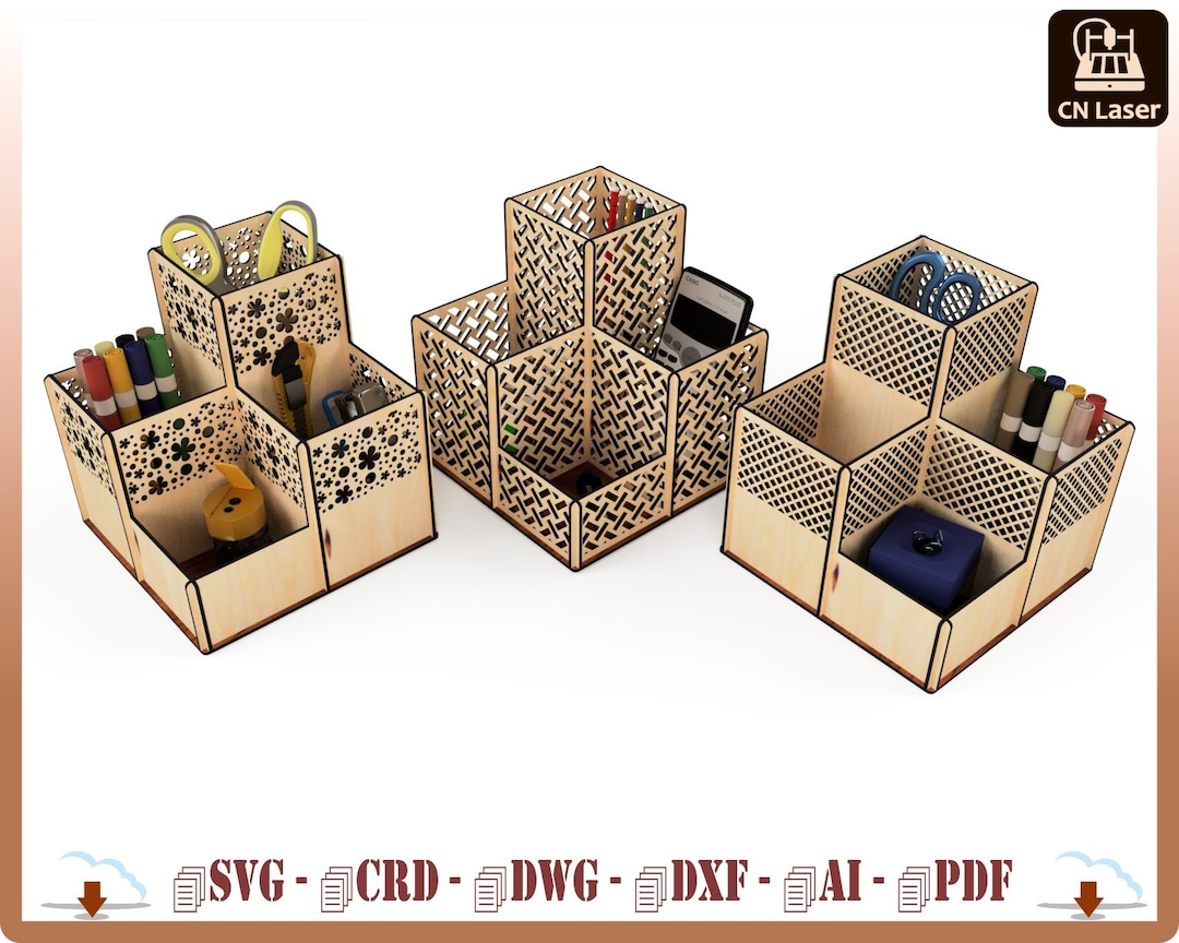 Pencil Holder for Laser Cutting, Desk Organizer, Storage and Support of ...