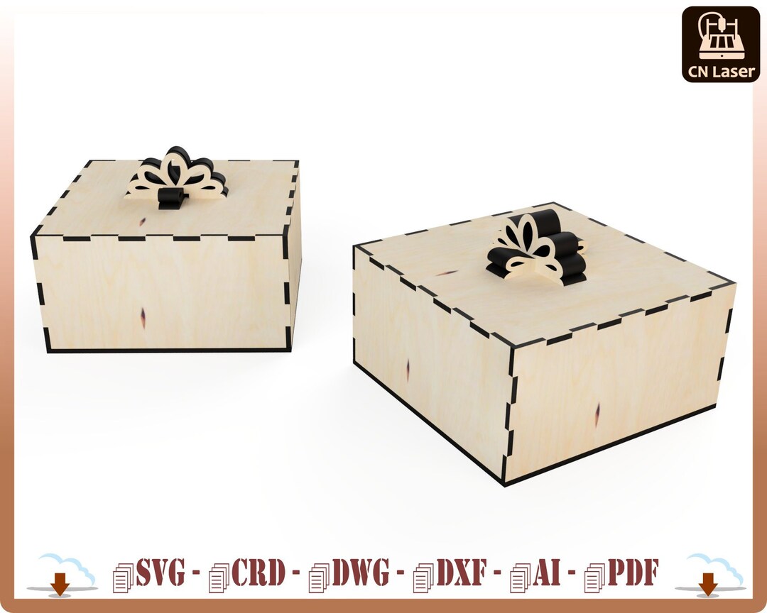 Laser Cut Square Box With Bow: Home Storage Organizer (digital Download ...