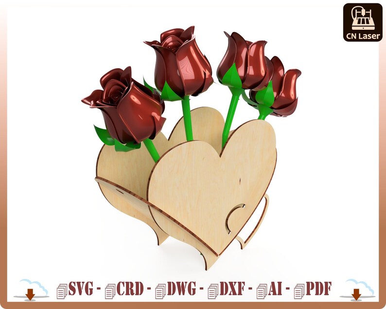 Corazón para corte láser cnc, Canasta en forma de corazón para armar ...