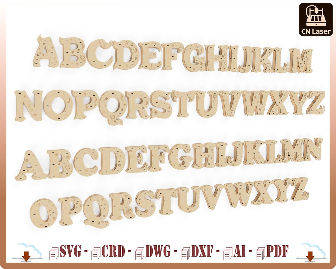 Letters With Decoration for Laser Cutting, CNC Laser Cutting Vectors ...