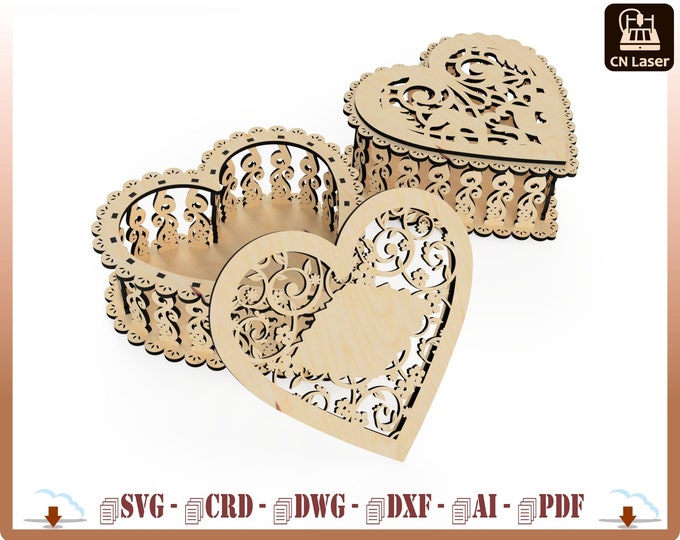 Cajas de amor para corte láser cnc / Cajas en forma de corazón para ...