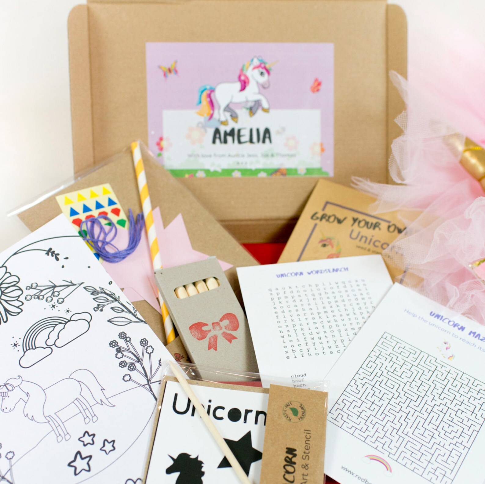 Unicorn Personalised Activity Pack in a Letterbox Unicorn - Etsy UK
