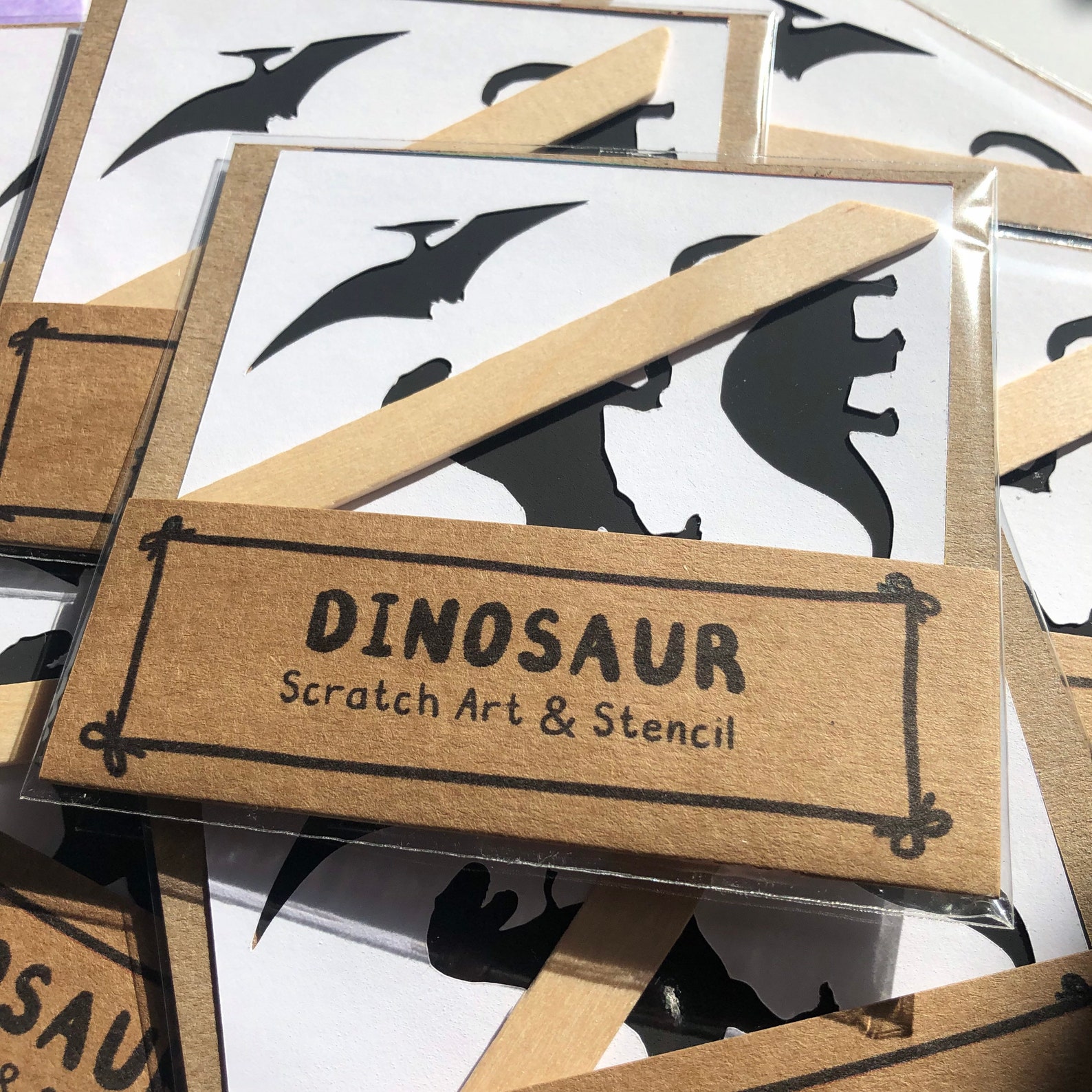 Dinosaur Party Scratch Art and Stencil a Great Eco Friendly | Etsy