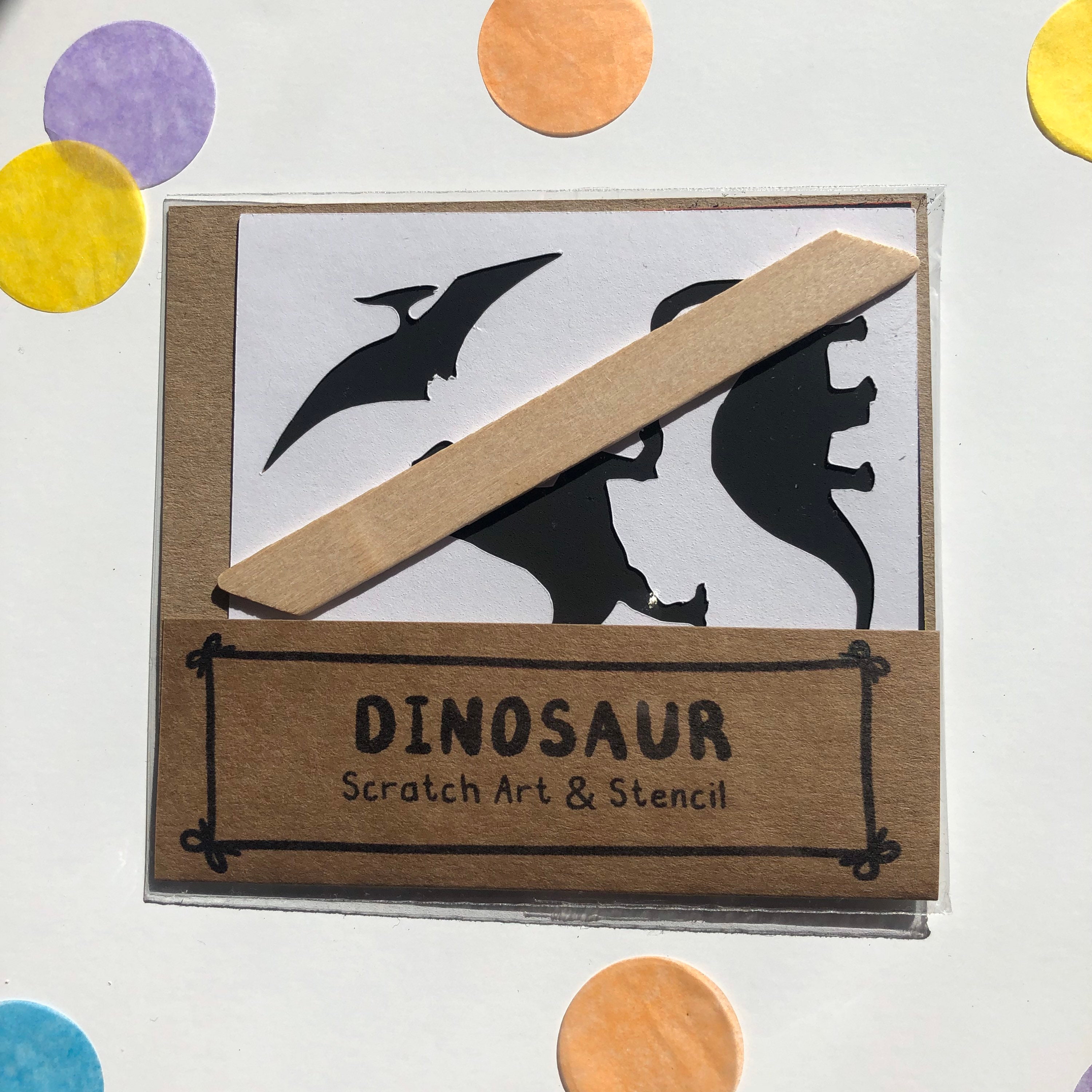Dinosaur Party Scratch Art and Stencil a Great Eco Friendly | Etsy