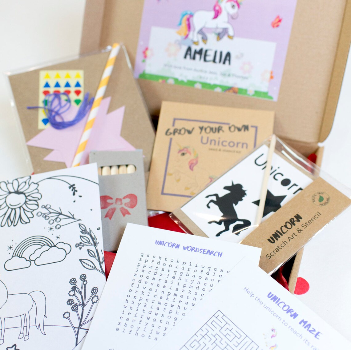 Unicorn Personalised Activity Pack in a Letterbox Unicorn - Etsy UK