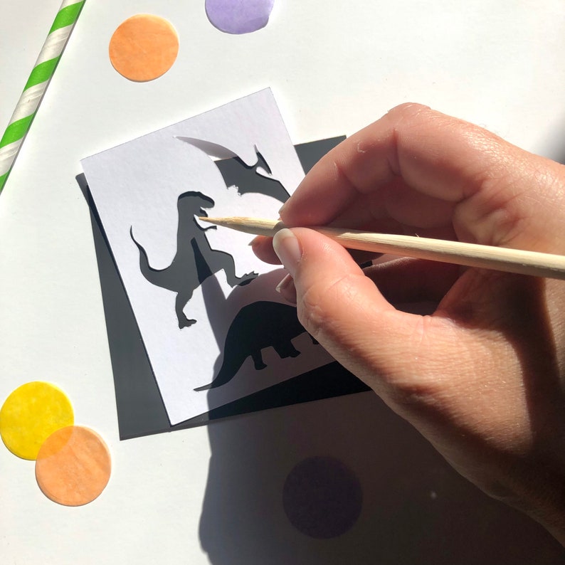 Dinosaur Party Scratch Art and Stencil a Great Eco Friendly - Etsy