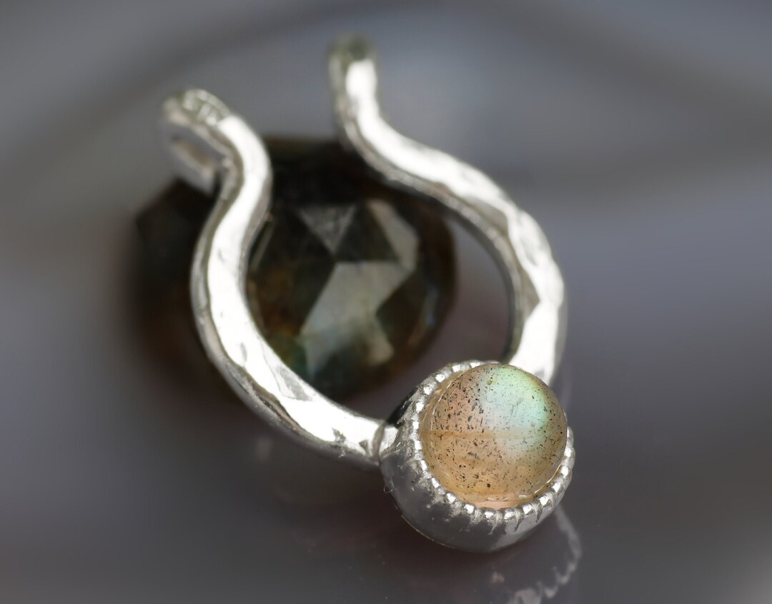 Labradorite Fake Septum Ring in Sterling Silver, No Piercing Required ...