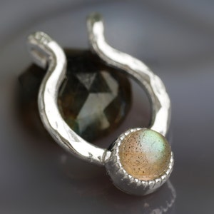 Labradorite Fake Septum Ring in Sterling Silver, No Piercing Required ...
