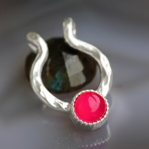 Labradorite Fake Septum Ring in Sterling Silver, No Piercing Required ...