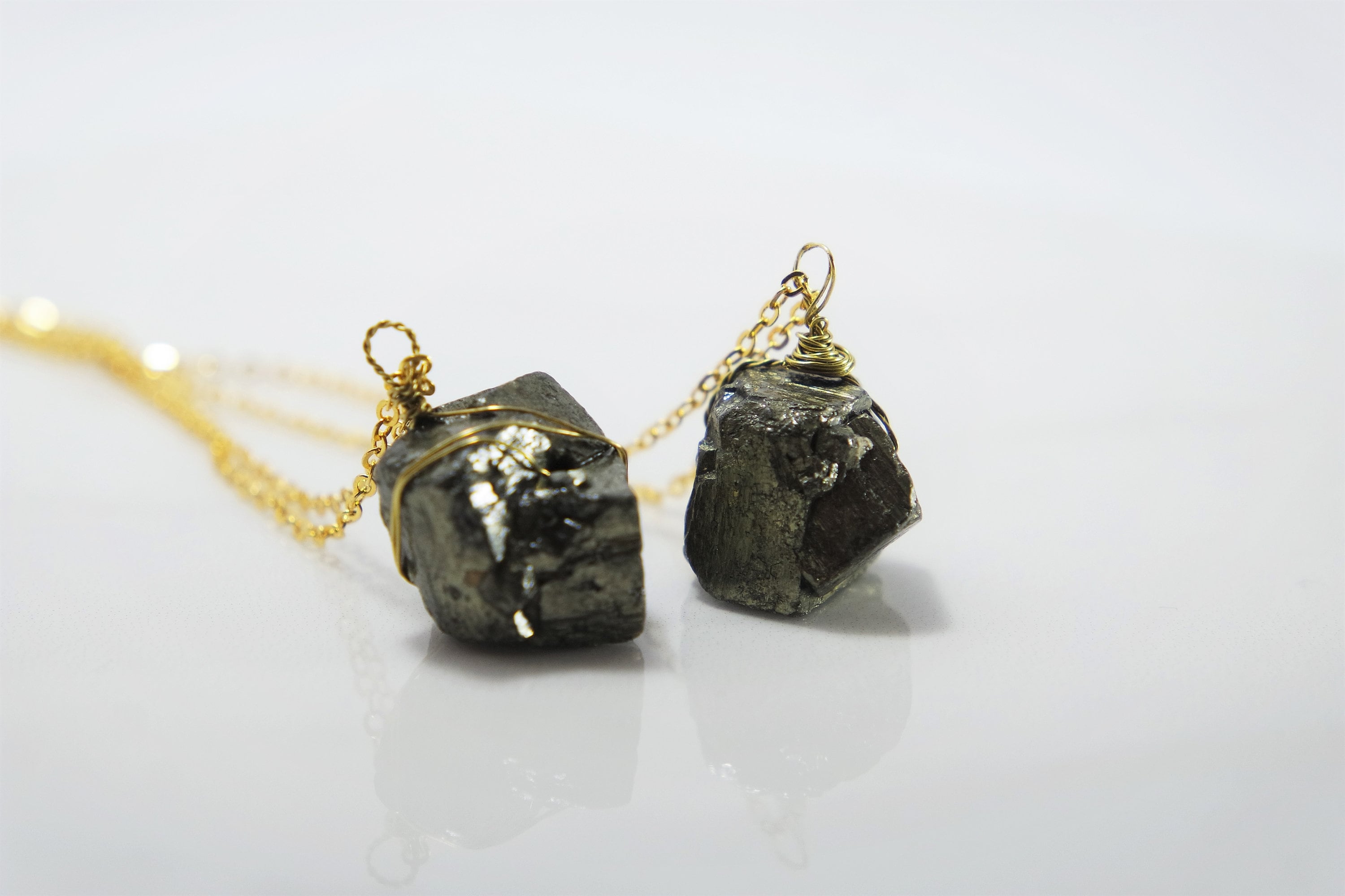 Raw Pyrite Necklace Pyrite Crystal Necklace Pyrite | Etsy