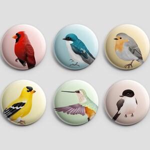 Bird Button Pack / Bird Buttons / Nature Pin Back Buttons / Bird Pin ...