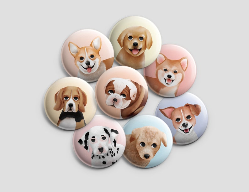 Dog Button Pack / Dog Buttons / Cute Puppy Buttons / Dog Lover - Etsy