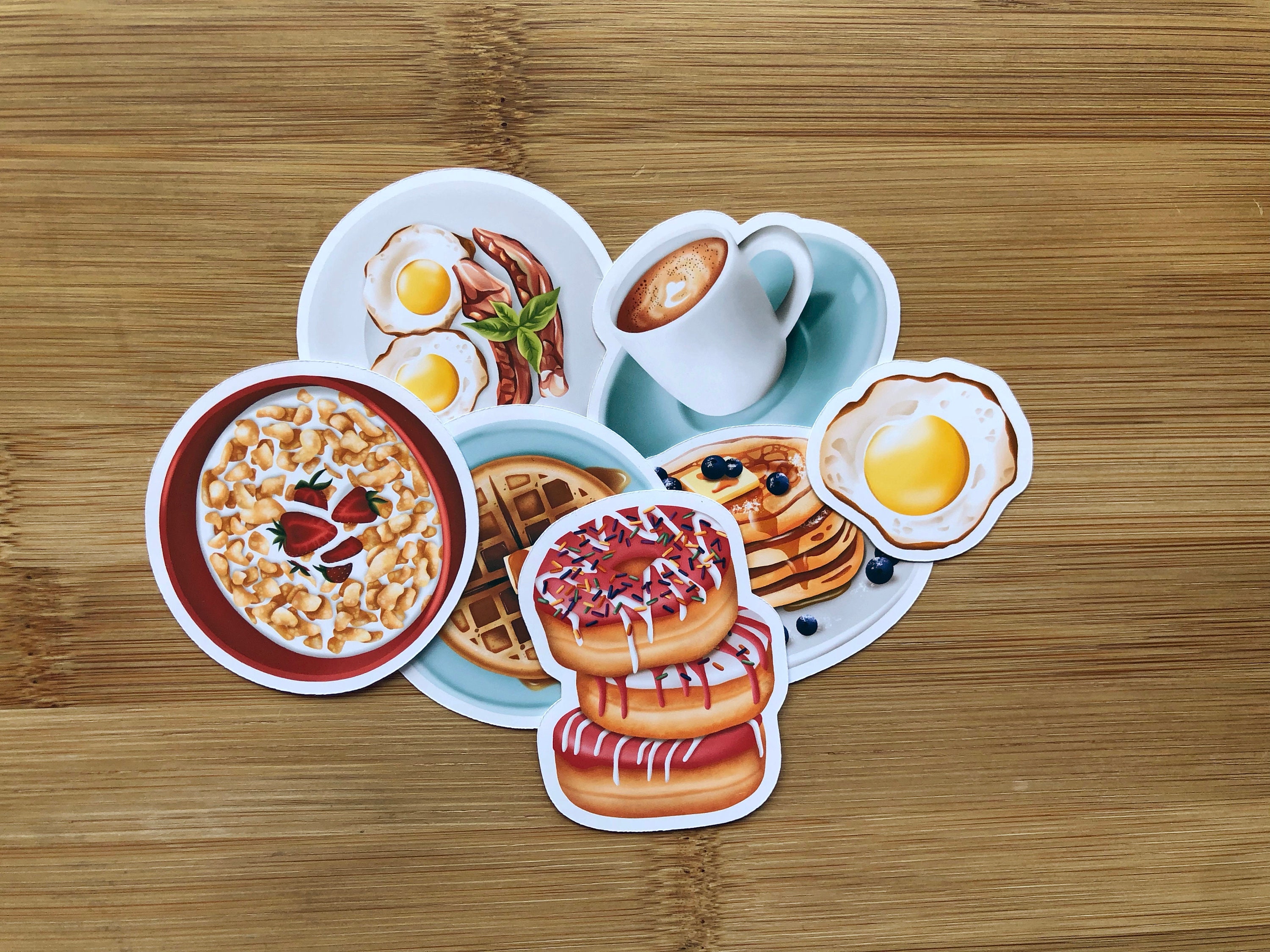 Breakfast Food Sticker Pack 14pc / Breakfast Stickers / Donuts - Etsy