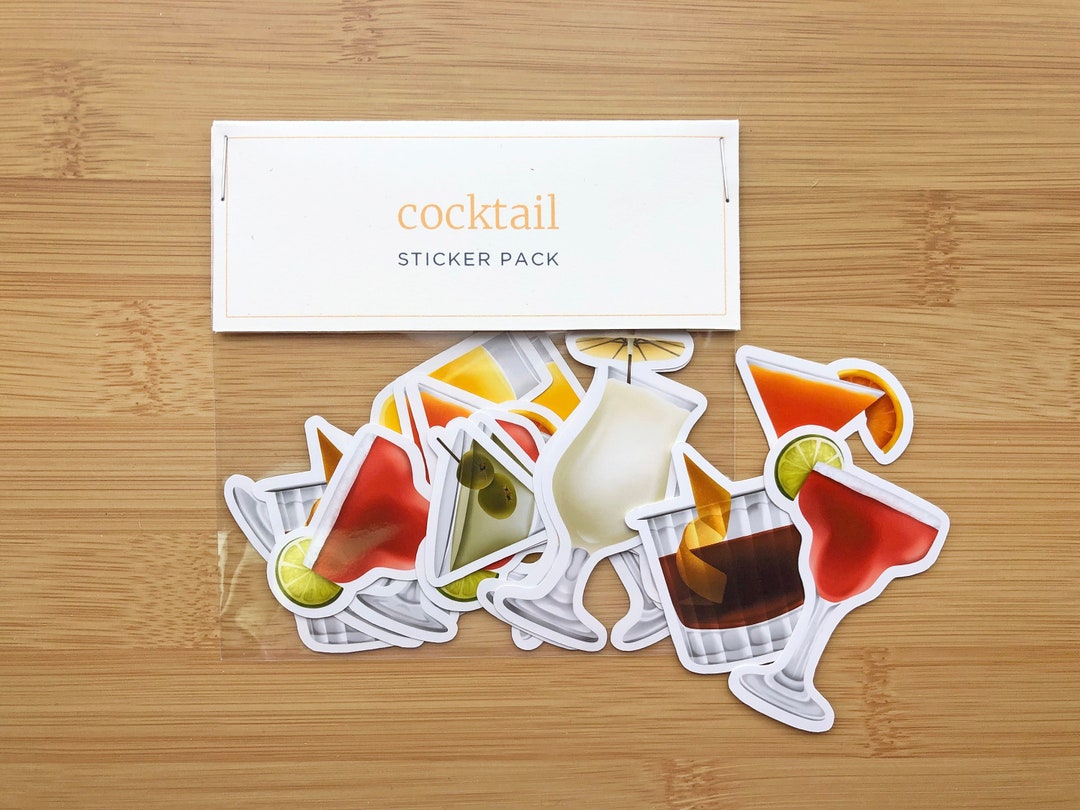 Cocktail Sticker Pack 12pc / Alcoholic Drink Stickers / Margarita ...