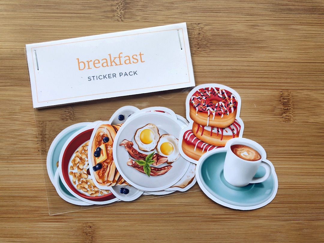 Breakfast Food Sticker Pack 14pc / Breakfast Stickers / Donuts ...