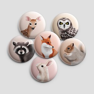 Woodland Button Pack / Forest Animal Buttons / Woodland Animal Pin Back ...