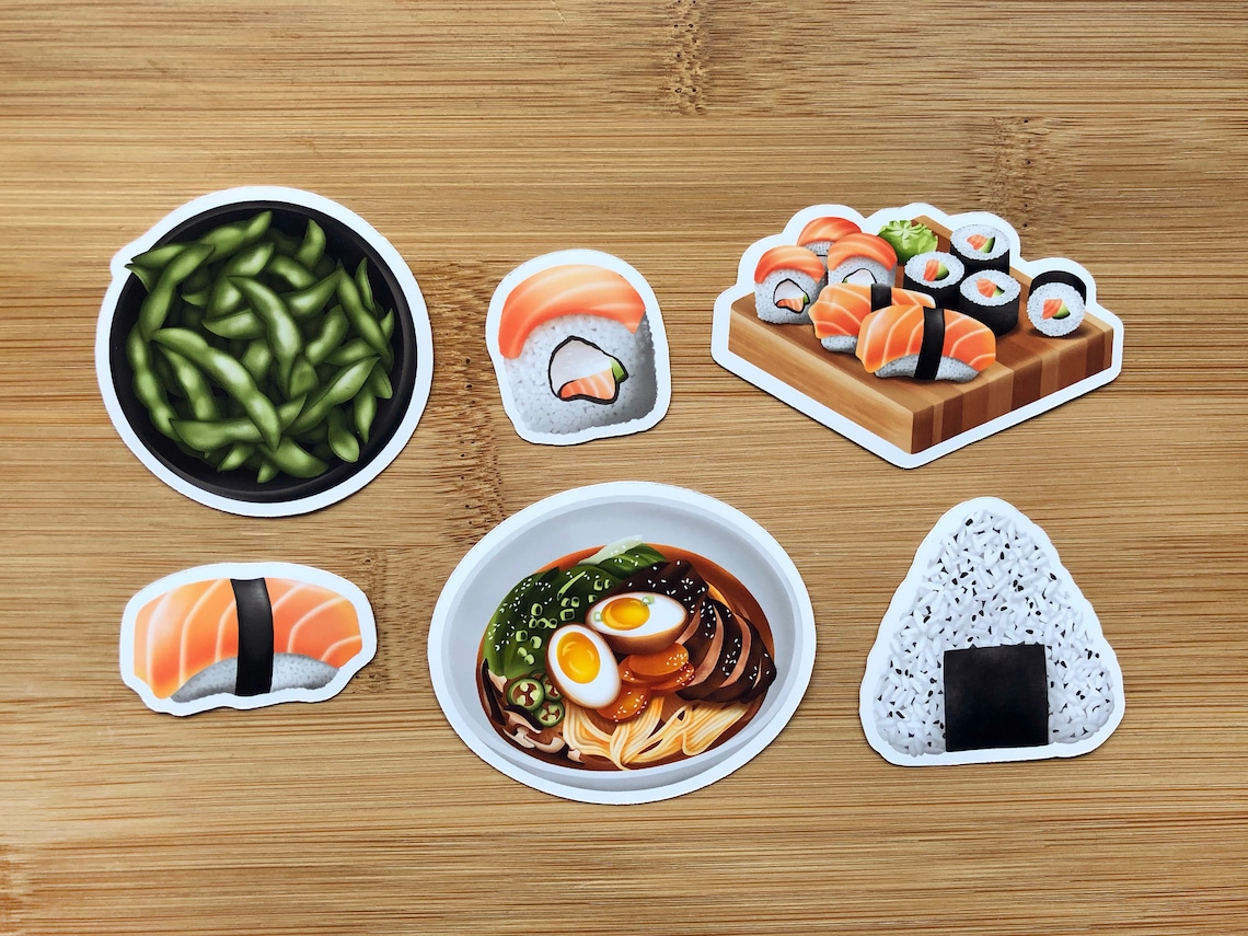 Japanese Food Sticker Pack 12pc / Sushi Sashimi Stickers / - Etsy