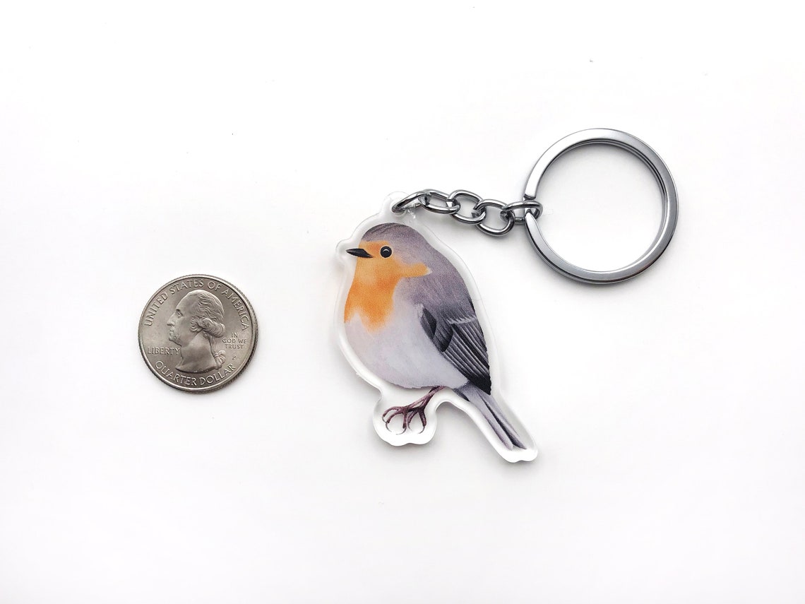 Bird Keychain / Robin Keyring / American Robin Acrylic Charm / - Etsy