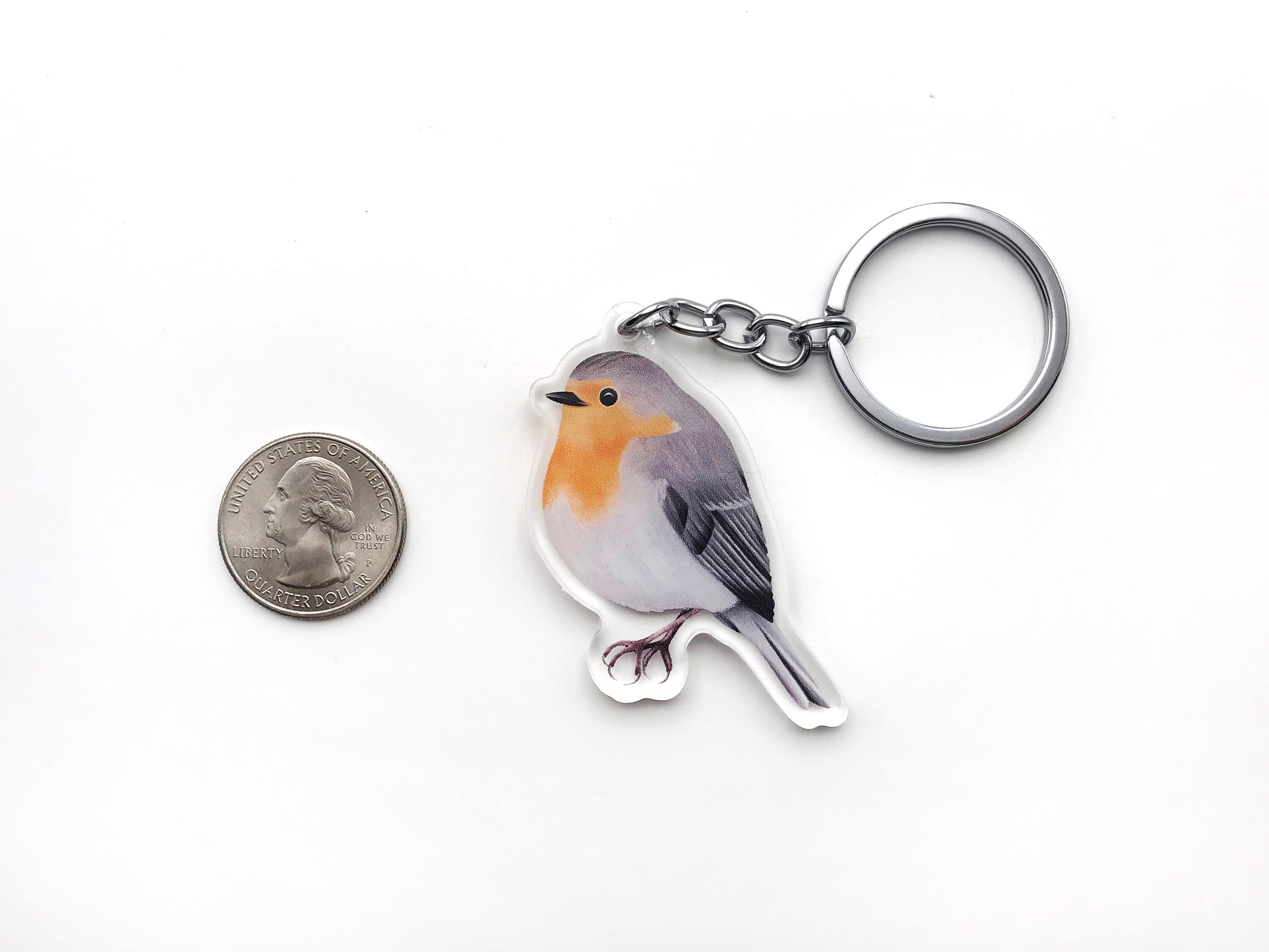 Bird Keychain / Robin Keyring / American Robin Acrylic Charm / | Etsy