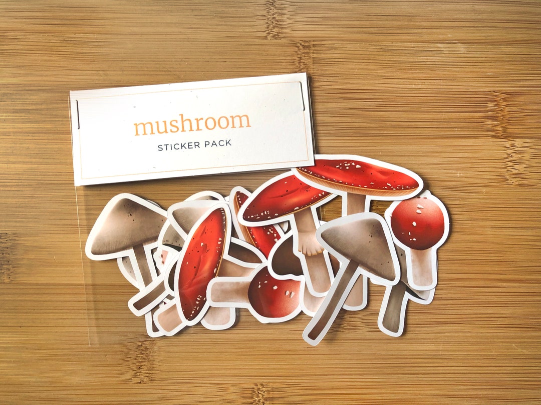 Mushroom Sticker Pack 12pc / Mushroom Stickers / Fungi Stickers / Plant ...