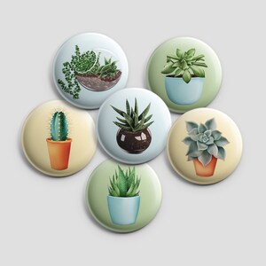 Plant Button Pack / Plant Buttons / Succulent Pin Back Buttons / Garden ...