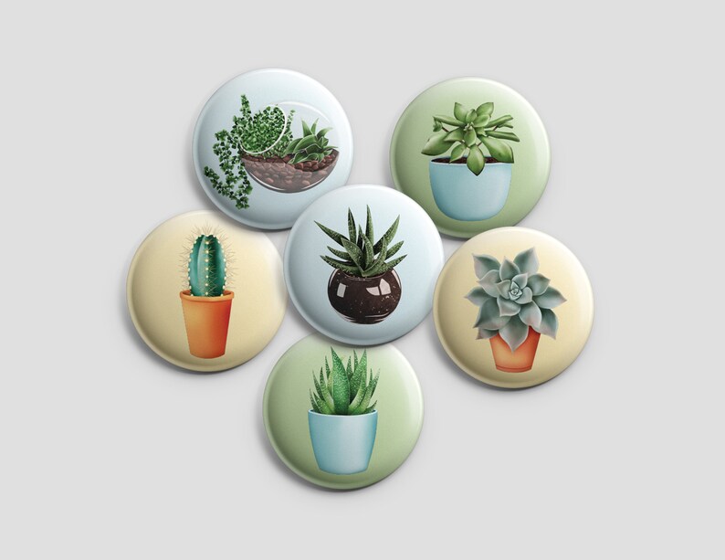 Plant Button Pack / Plant Buttons / Succulent Pin Back Buttons | Etsy