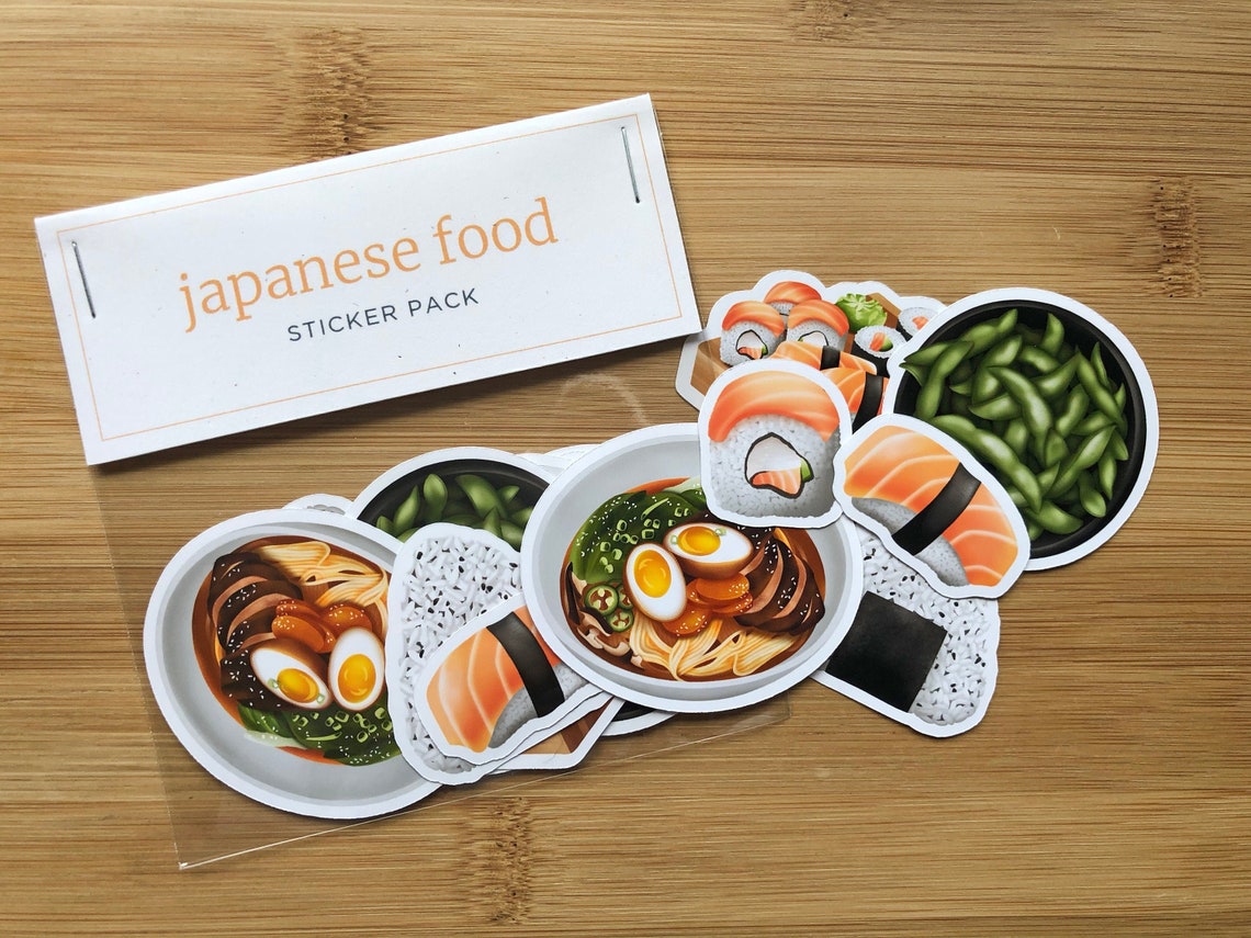 Japanese Food Sticker Pack 12pc / Sushi Sashimi Stickers / - Etsy