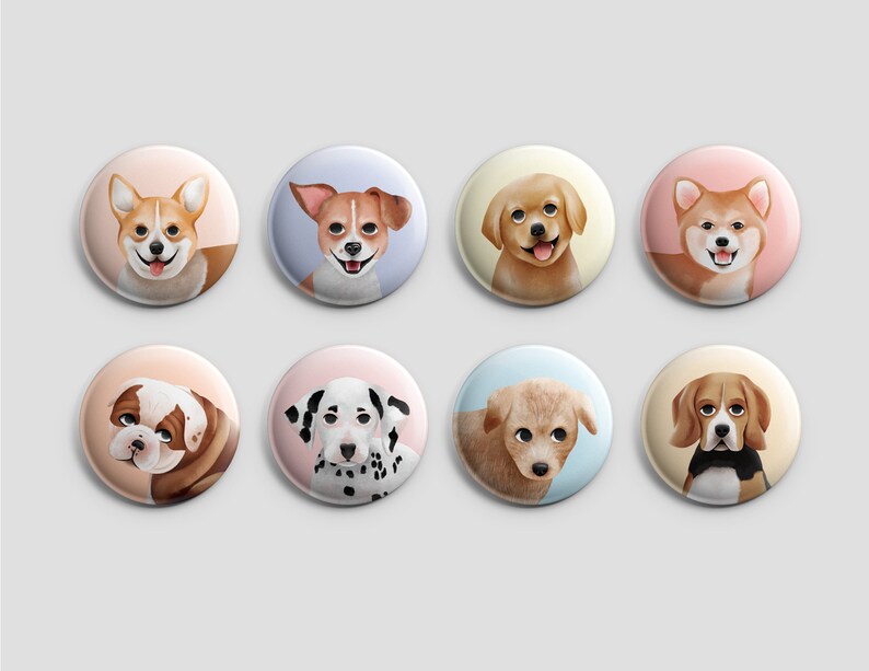 Dog Button Pack / Dog Buttons / Cute Puppy Buttons / Dog Lover - Etsy