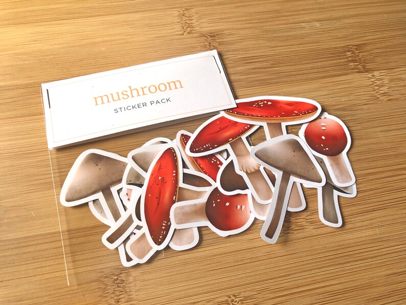 Mushroom Sticker Pack 12pc / Mushroom Stickers / Fungi | Etsy
